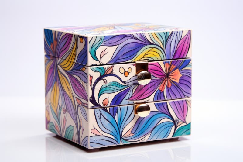 Gift Box with a Unique, Hand-painted Design Stock Illustration ...
