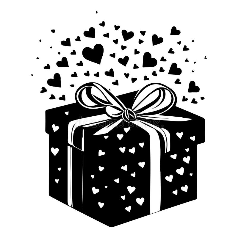Gift Box Valentine Love Draw Black Colour Logo Symbol Perfect Stock ...