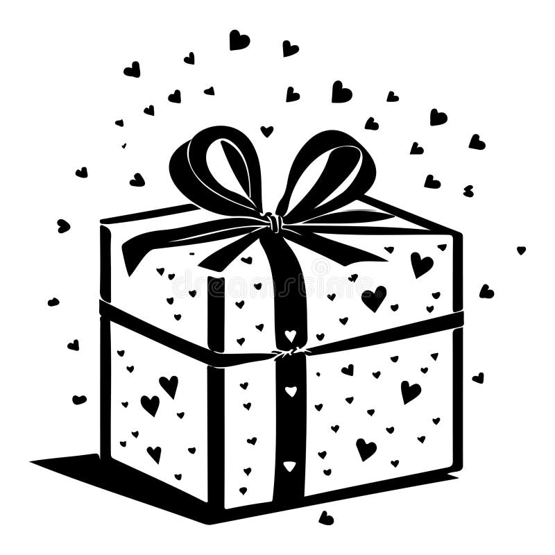Gift Box Valentine Love Draw Black Colour Logo Symbol Perfect Stock ...