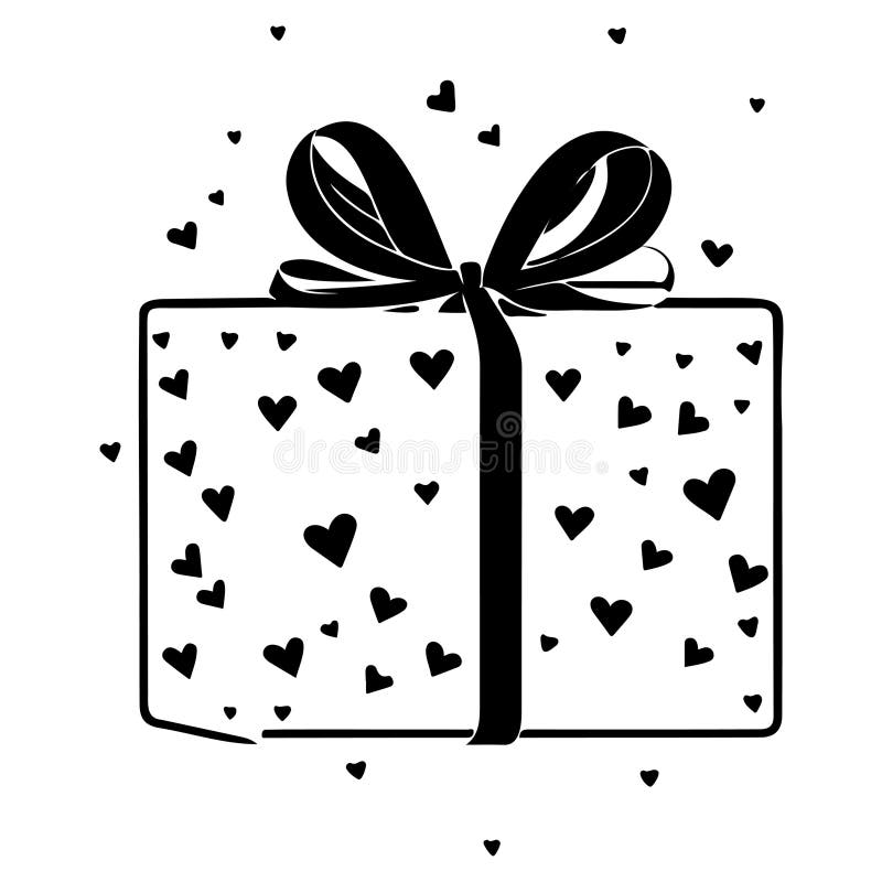 Gift Box Valentine Love Draw Black Colour Logo Symbol Perfect Stock ...