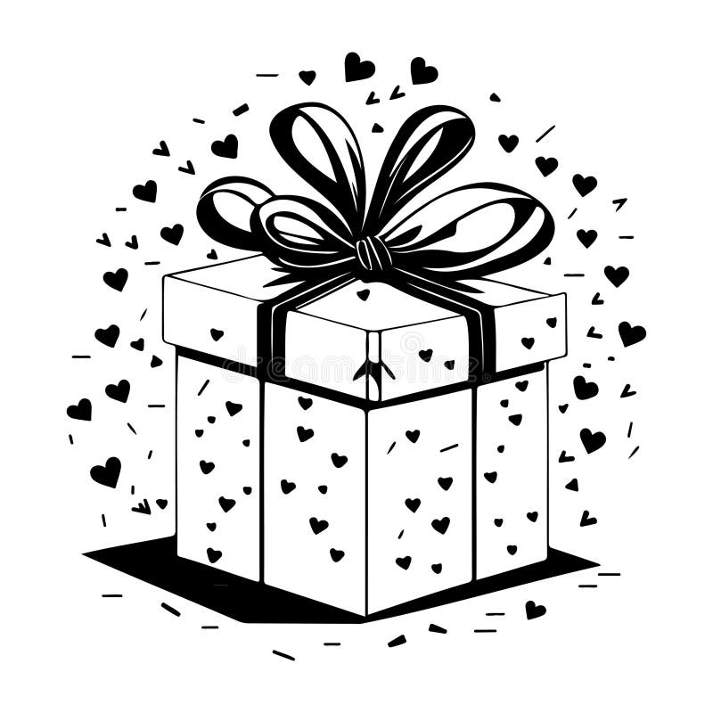 Gift Box Valentine Love Draw Black Colour Logo Symbol Perfect Stock ...