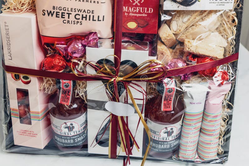 Gift Box with Various Chocolates and Snacks. Editorial Photography ...