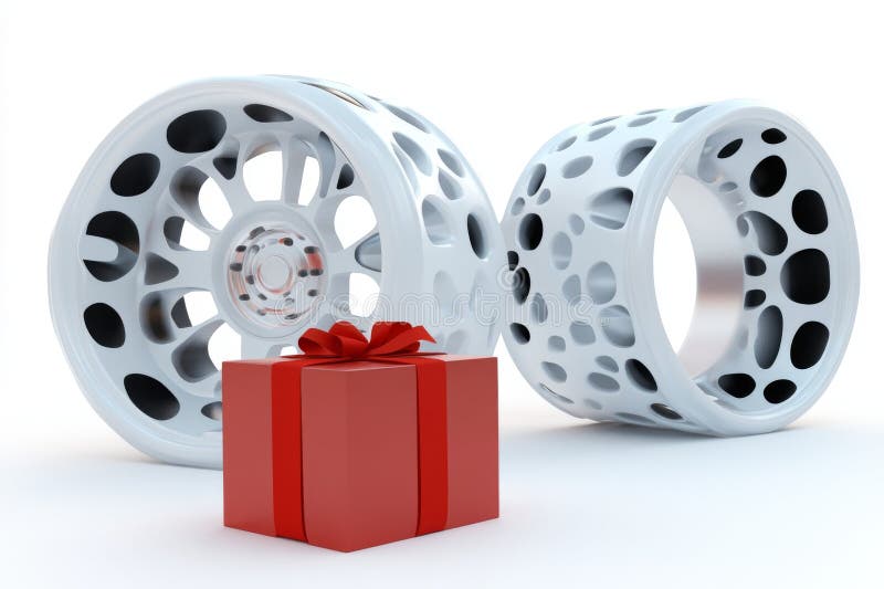 Gift Box with Wheels, Representing Rapid Gift Delivery. 3D Rendering ...