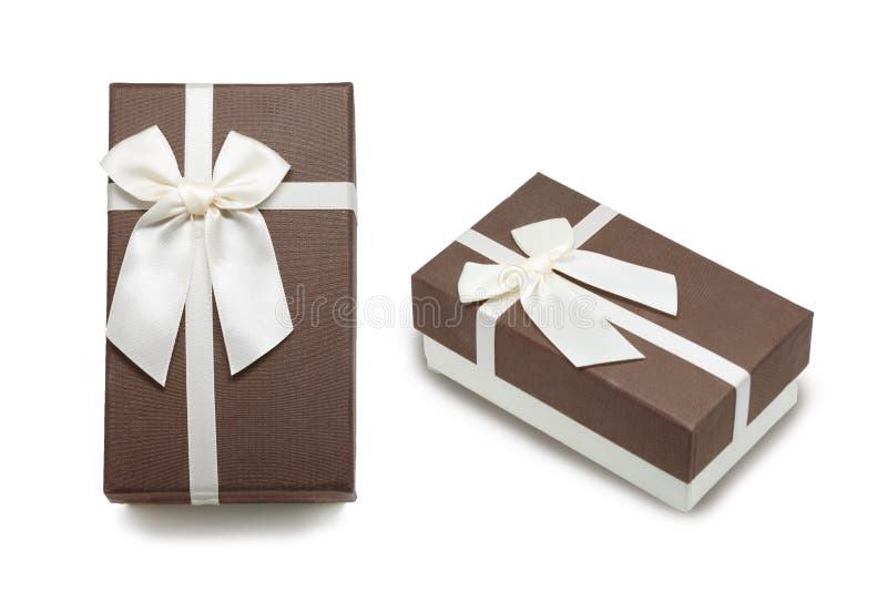 Gift Box with White Ribbon Bow Stock Image - Image of ribbon, holiday ...