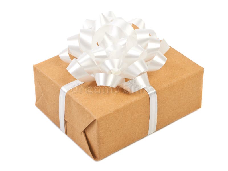 Gift Box with White Ribbon Bow. Stock Photo - Image of gift, happy ...