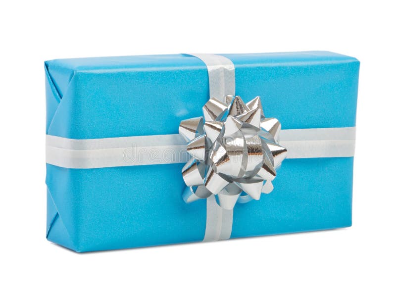 Gift Box with White Ribbon Bow. Stock Image - Image of isolated ...