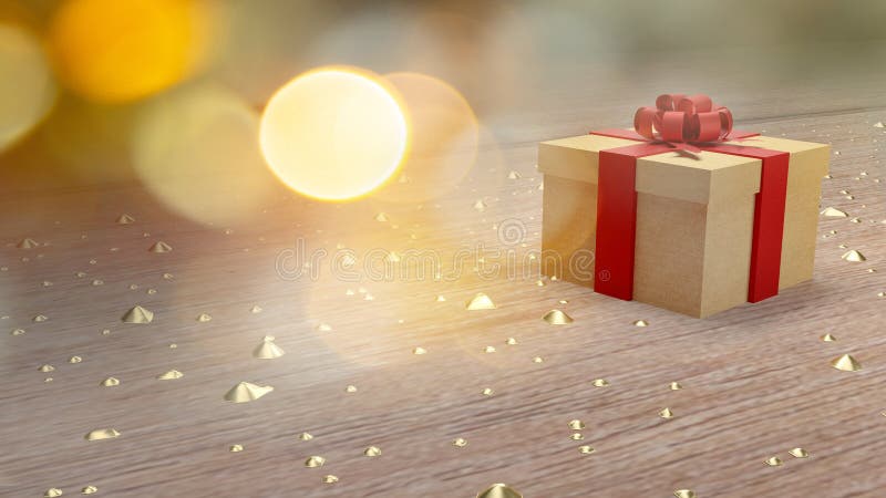 Gift Box on. Wood Table 3d Rendering for Holiday Content Stock ...