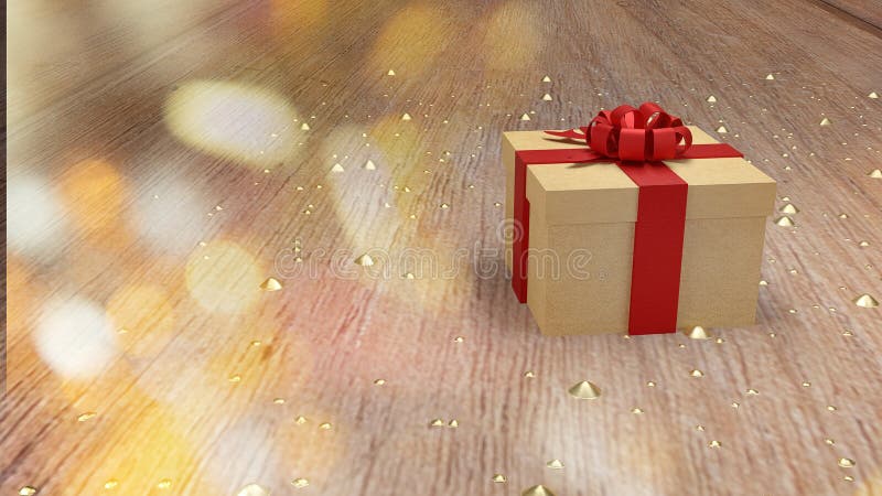Gift Box on. Wood Table 3d Rendering for Holiday Content Stock ...