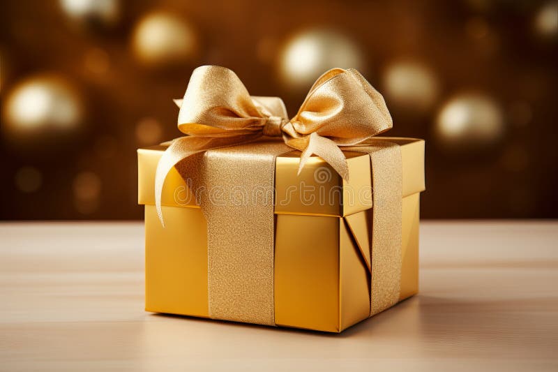 A Gift Box Wrapped in Elegant Gold Paper Stock Illustration ...