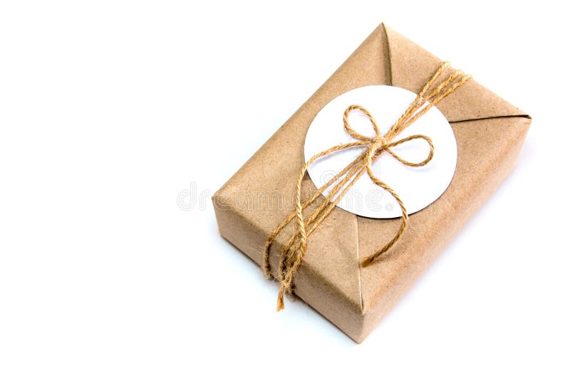 Gift Box Wrapped in Kraft Paper and Rustic Hemp As Natural Rustic Style ...