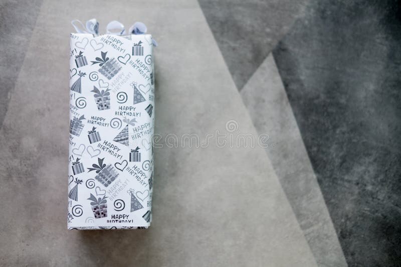 Gift Box Wrapped in with Paper Stock Photo - Image of object, branch ...