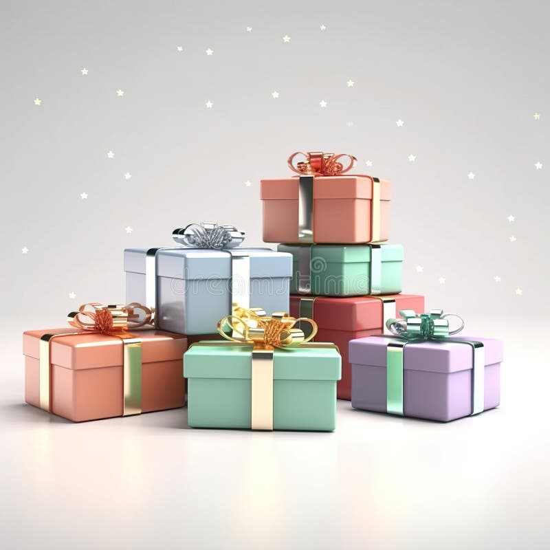 Gift Box Wrapped in Recycled Paper with Ribbon Bow, Generative AI Stock ...