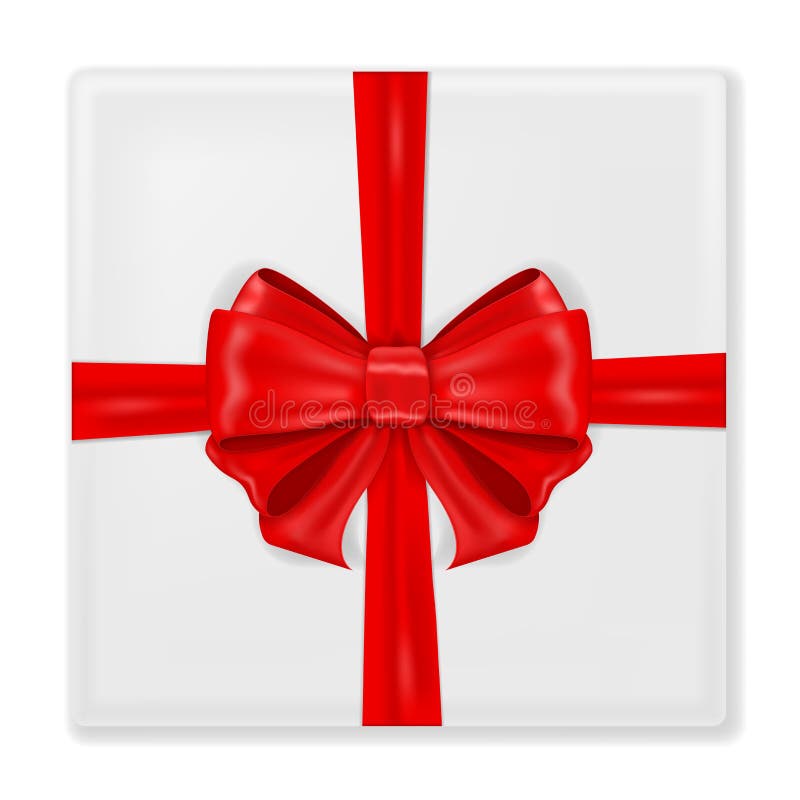 Gift Box Wrapped with Red Ribbon. with Silk Bow Stock Vector ...