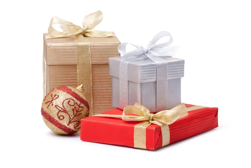 Gift box and xmas ball stock photo. Image of white, ball - 22194974