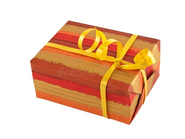 Gift Box with a Yellow Ribbon Stock Image - Image of design, shining ...