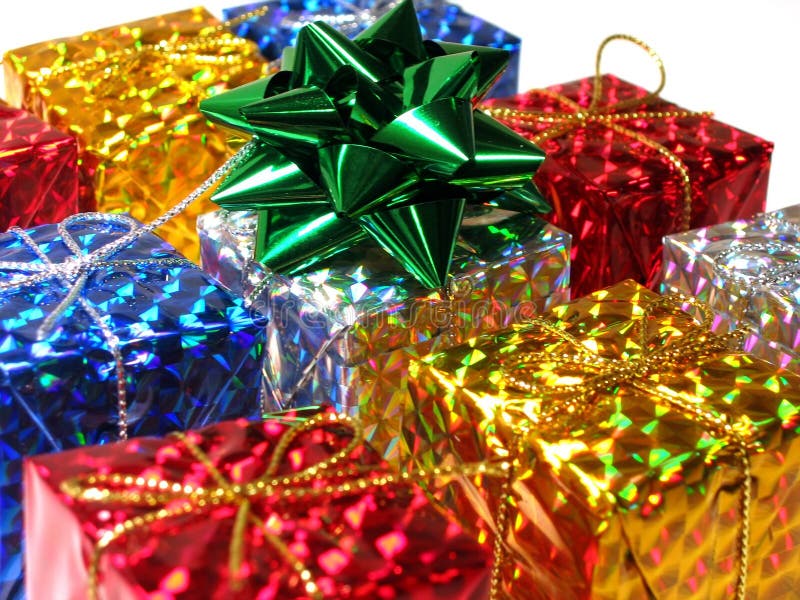 Gift Boxes stock photo. Image of boxes, tied, silver, green - 224584