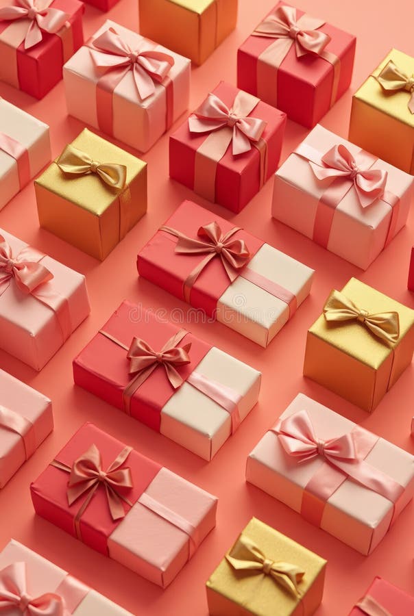 Gift Boxes Arranged in a Diamond Grid Pattern Alternating between ...