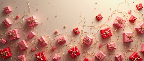 Gift Boxes Arranged in an Intricate Web-like Structure with Strings of ...