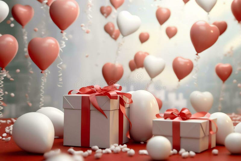 Gift Boxes with Balloons Gift Box with Balloons Gift Boxes and Balloons ...