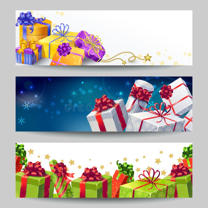 Gift Boxes Banner Set stock vector. Illustration of event - 214683578