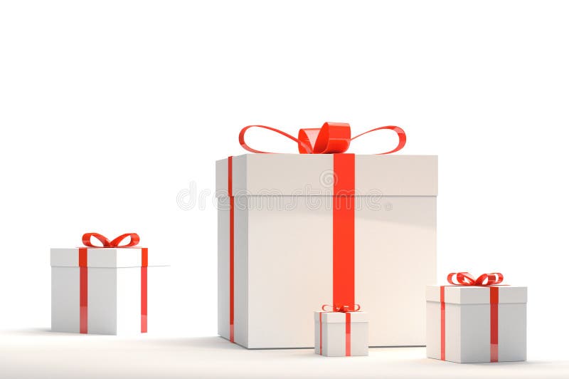 Gift Boxes with Bow 3d Rendering Stock Illustration - Illustration of ...