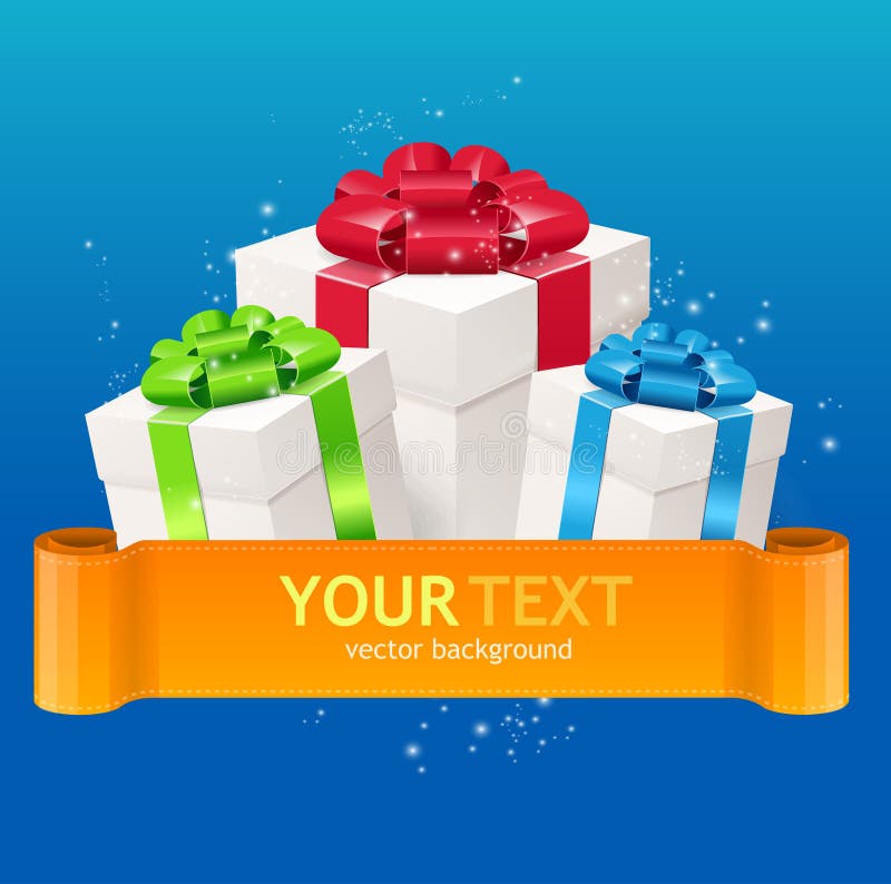 Gift Boxes with Bow and Ribbon for Text Stock Vector - Illustration of ...