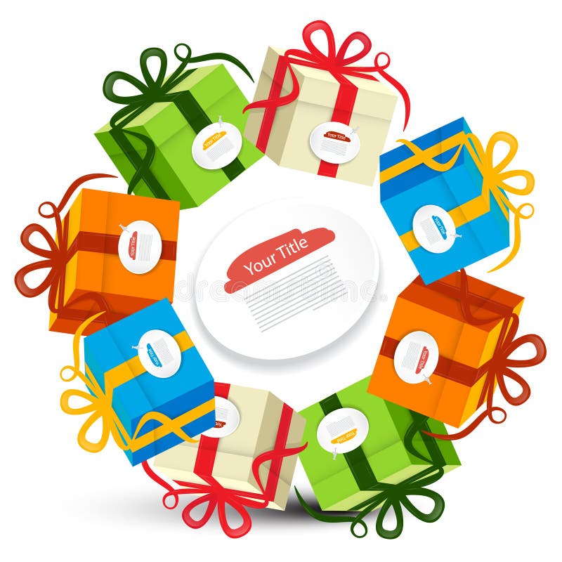 Gift Boxes in Circles. stock vector. Illustration of colorful - 78991425