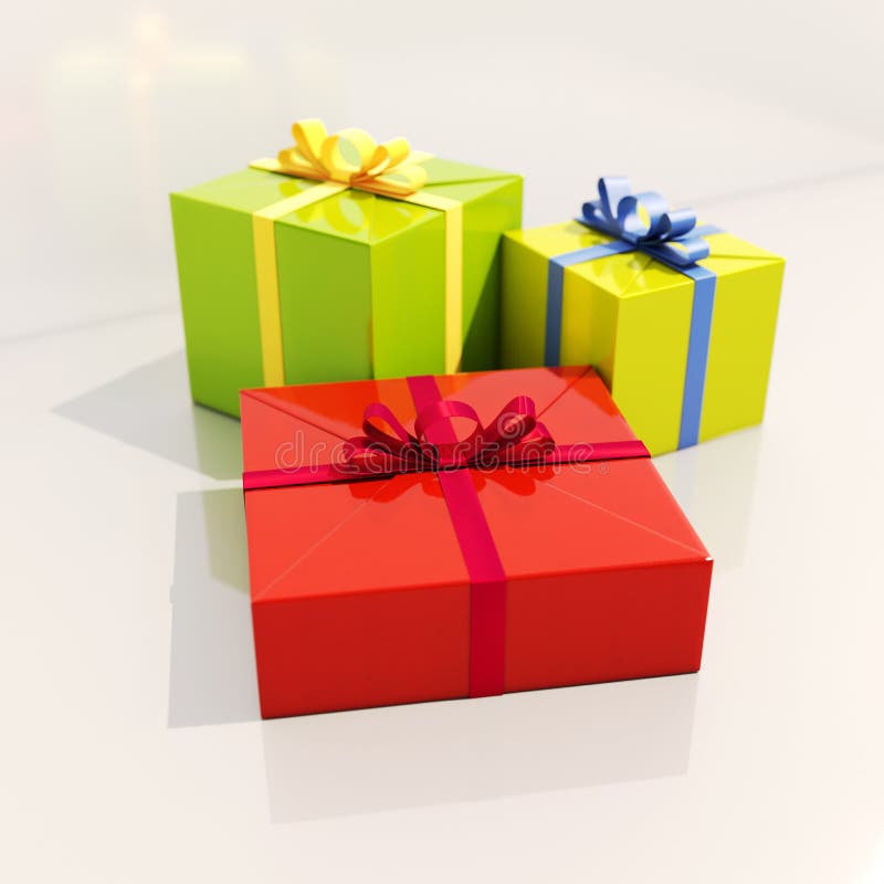 3 Gift Boxes Close Up stock image. Image of ribbon, reward - 92638021