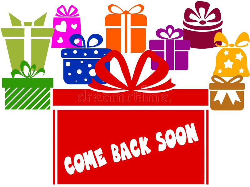 Gift Boxes with COME BACK SOON Text. Stock Illustration - Illustration ...