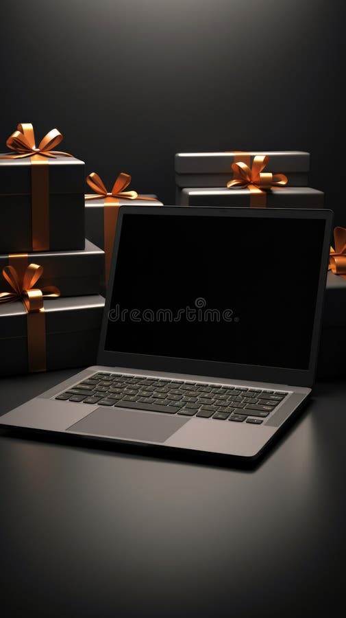 Gift Boxes on Computer Keyboard with a Bow. 3 D Rendering Stock ...