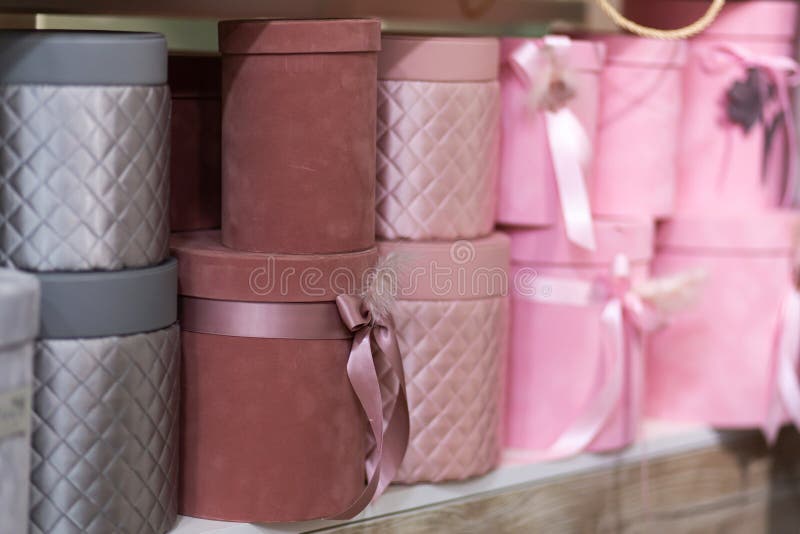 Gift Boxes Covered with Soft Cloth. Gift Box Design Stock Photo - Image ...