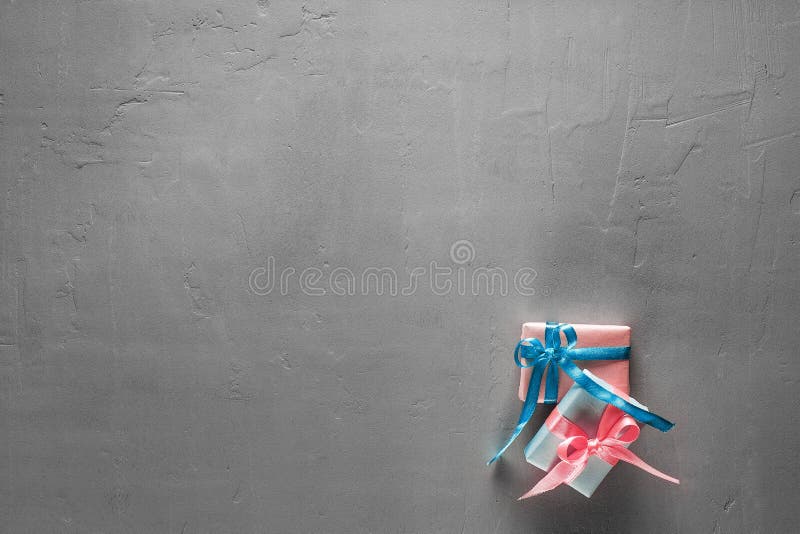 Gift Boxes in Craft Paper on a Concrete Background Stock Image - Image ...