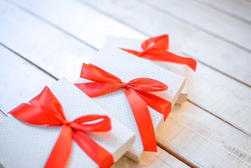 Gift Boxes Decorated with Ribbon Stock Photo - Image of holiday ...