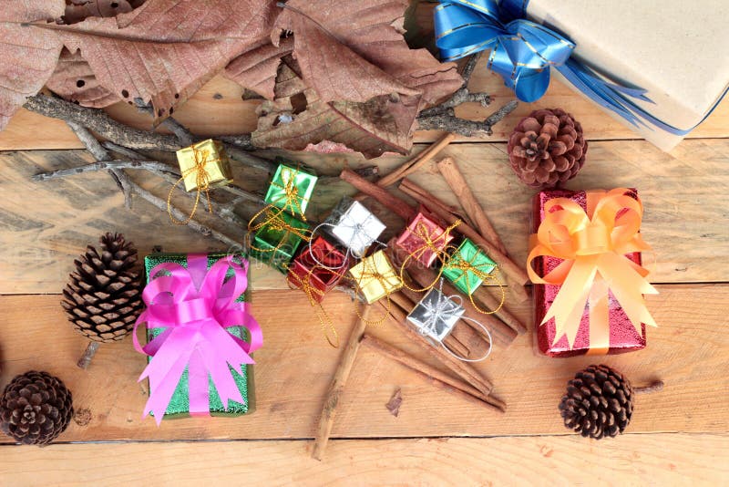 Gift Boxes and Decorated To Celebrate Christmas. Stock Image - Image of ...