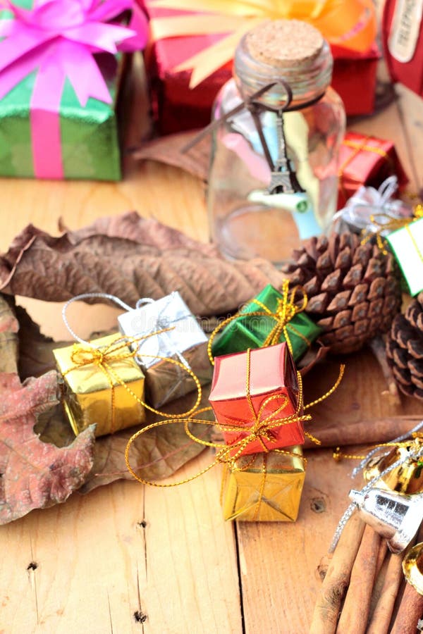 Gift Boxes and Decorated To Celebrate Christmas. Stock Image - Image of ...