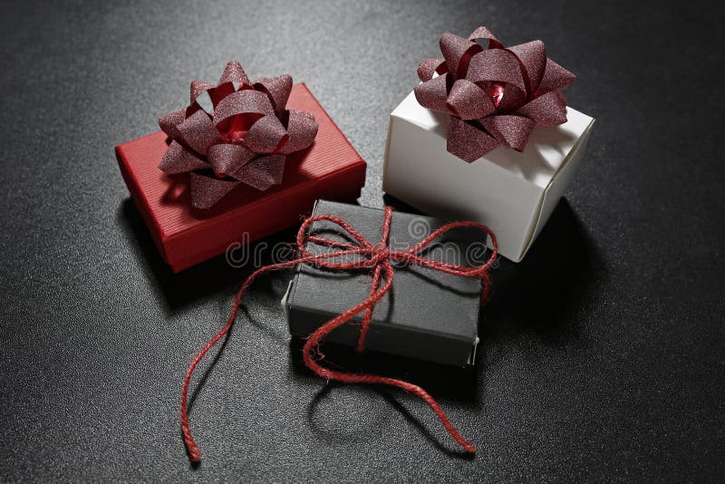 Gift Boxes with Decorative Ribbons Stock Photo - Image of background ...