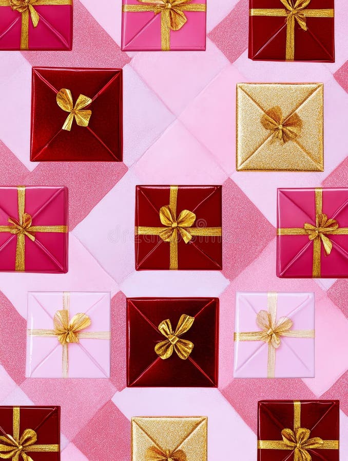 Gift Boxes Diamond Grid Pattern Design Elegant Gift Boxes Arranged in a ...