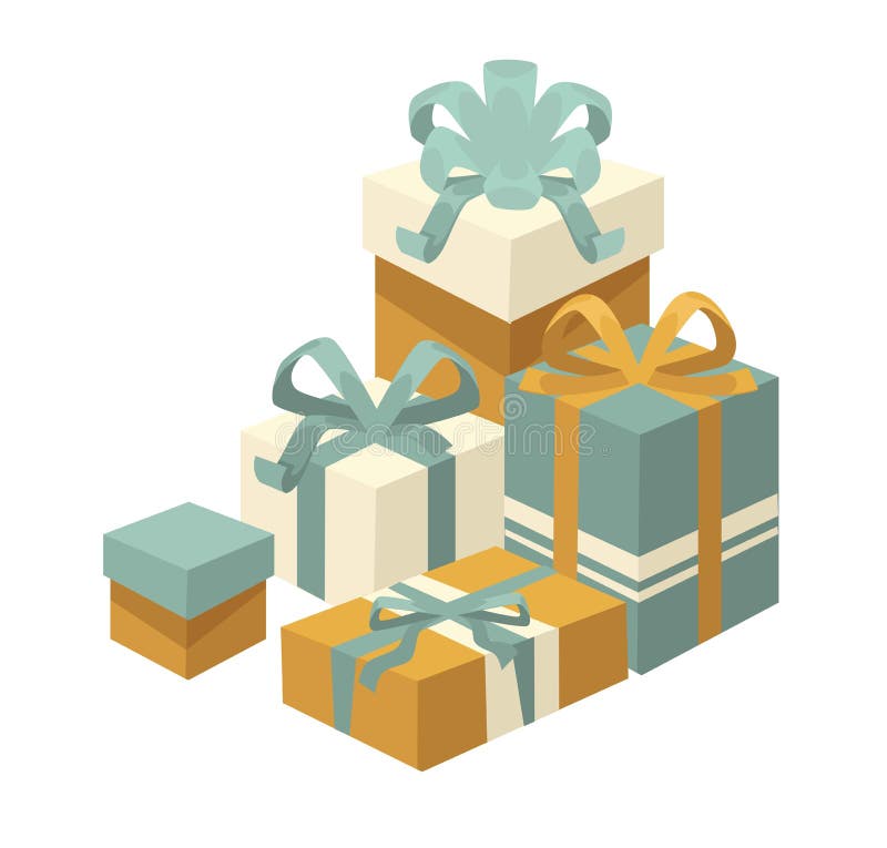 Gift Boxes of Different Shapes and Colors Set Vector. Stock Vector ...