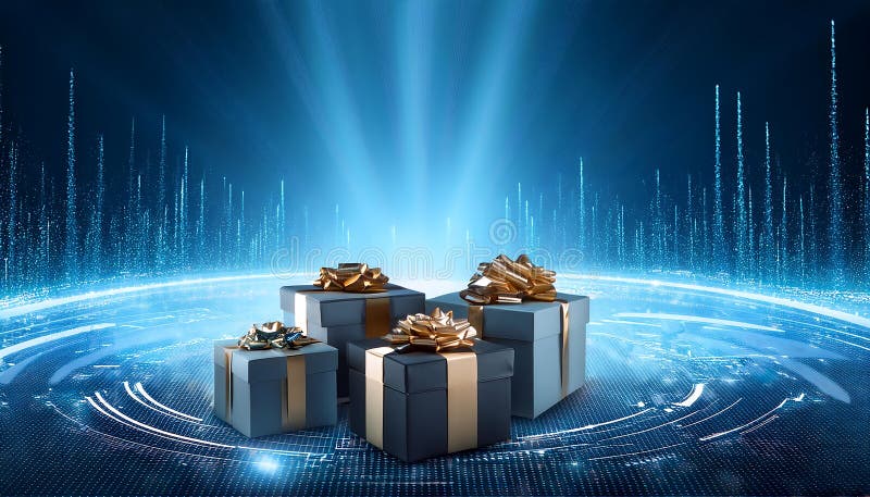 Gift Boxes with Digital Celebration Theme Stock Illustration ...