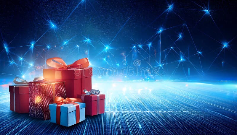 Gift Boxes with Digital Celebration Theme Stock Illustration ...