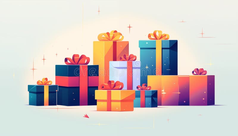 Gift Boxes Elements Illustration Stock Illustration - Illustration of ...