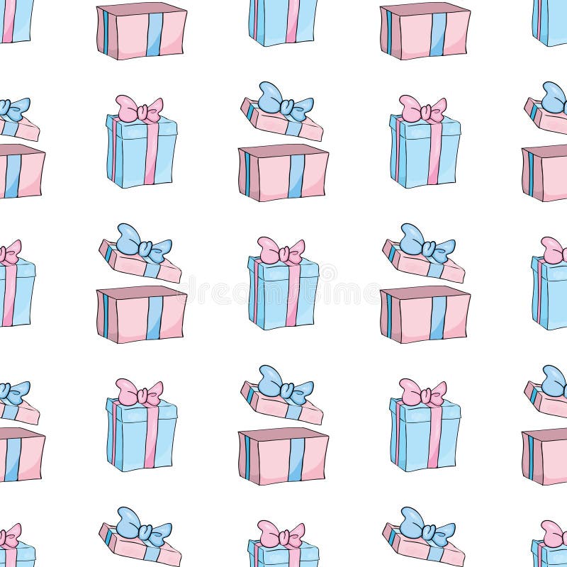 Gift Boxes with Emotional Faces. Presents Seamless Pattern. Bright ...