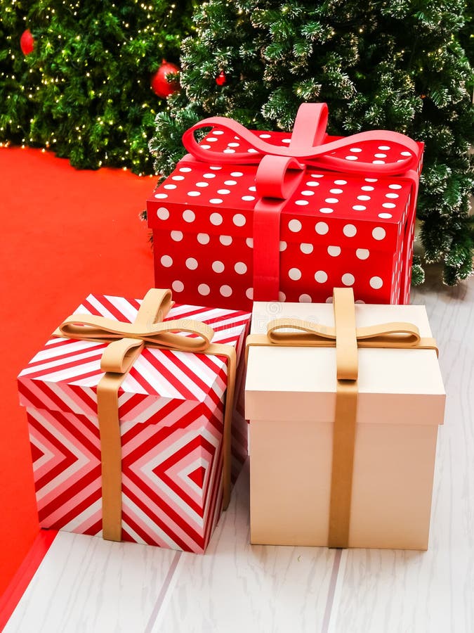Gift boxes on the floor stock photo. Image of snow, year - 63003942