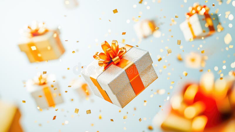 Gift Boxes Flying in the Air Stock Illustration - Illustration of cargo ...