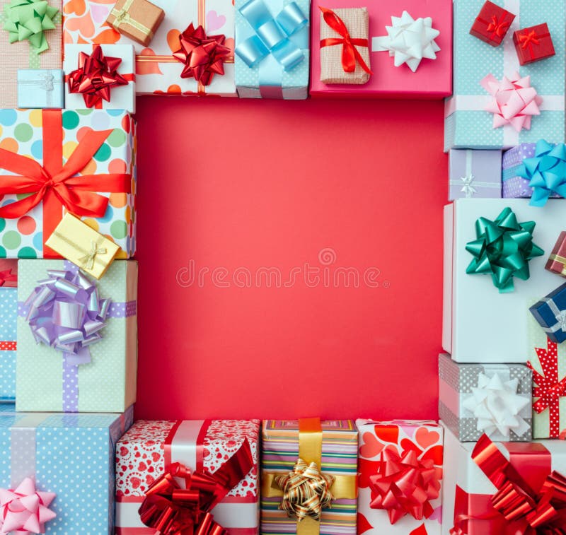 Gift boxes frame stock photo. Image of celebrations, plenty - 62589074