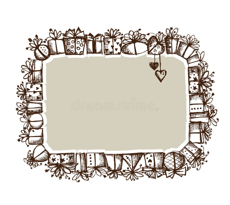 Gift Boxes, Frame for Your Design Stock Vector - Illustration of doodle ...