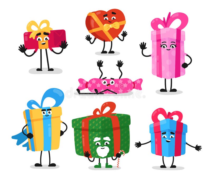 Gift Boxes. Funny Present Object Packaging Stock Vector - Illustration ...