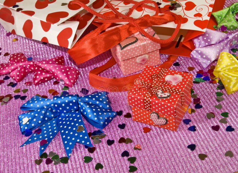 Gift boxes and gift packs stock image. Image of dots - 56395271