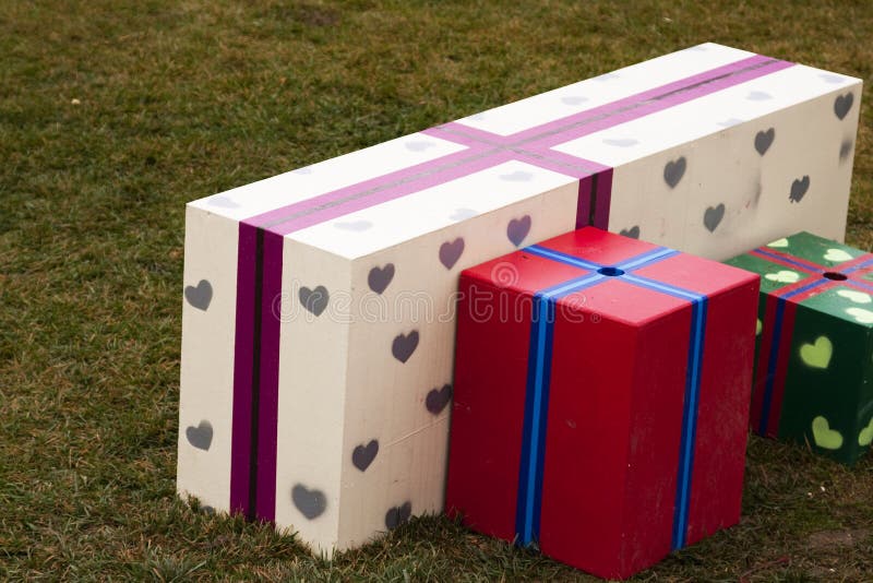 Gift boxes in the grass stock photo. Image of gifts, lawn - 12902192