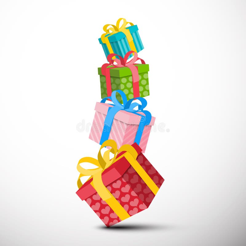 Vector Colorful Present Box Pile Stock Vector - Illustration of cartoon ...